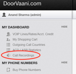 Call Recordings on DoorVaani servers | DoorVaani Blog